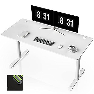 EUREKA ERGONOMIC White Gaming Desk, 60 Inch Large Home Office Computer Desk with Free Mouse Pad, I Shaped PC Gamer Students Teens Study Writing Table Laptop Sturdy Modern Workstation, Easy To Assemble