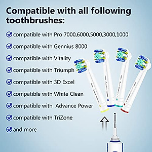 Aoremon Replacement Brush Heads for Oral b Braun Floss Action Pro 7000 Pro 1000 Pro 3000 Pro 5000 Vitality Toothbrush Models, 12Pack