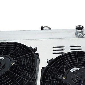 TYFYB 3 Row Core Racing Radiator+ 12" Shroud Fan+Relay kit Compatible with 1966-1979 F100 F250 F350 Br-onco V8