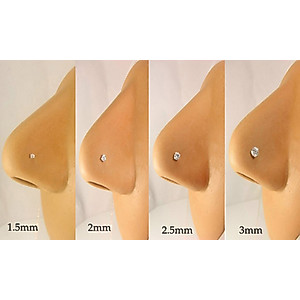 JewelMore Diamond Nose Stud 14K White or Yellow Gold Nose Ring Twist Screw 20 Gauge I1 Clarity (2mm (0.03 ct. tw) …