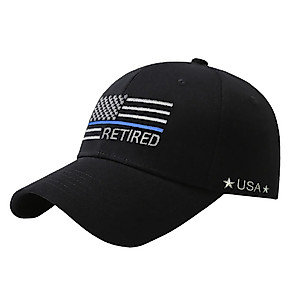 Thin Blue Line USA Flag Retired Dad Hats Adjustable Baseball Cap Gifts for Police Officers Cops