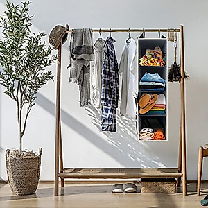 CazyHome 4-Shelf Hanging Closet Organizers and Storage, 12 Pockets on Both Sides, 2 Pack, Non-Woven Closet Storage Shelves, Gray