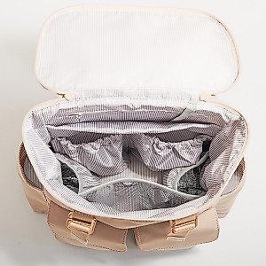 SUNVENO Diaper Bag Backpack, Large Capacity Nappy Changing Bag Featuring Bottle Pockets, Changing Pad, Stroller Clips and Comfortable Backpack Straps, Brown