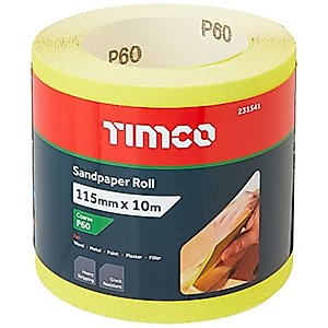 TIMCO 231541 60 Grit Yellow-115mm x 10m Sandpaper roll