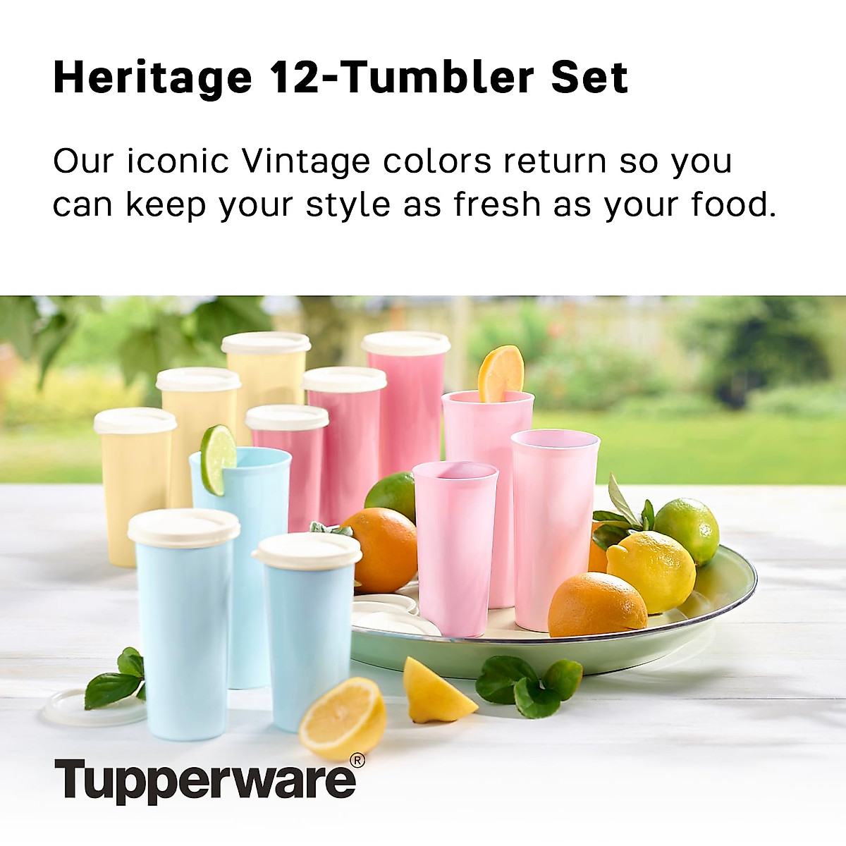 Tupperware Tumbler Set - 24 Count - Dishwasher Safe & BPA Free (12 Tumblers + 12 Lids, 16 fl oz each)