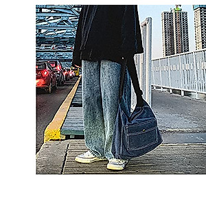 Women Denim Tote Bag Denim Shoulder Bag Hobo Crossbody Handbag Casual School Work Beach Bag(A03)