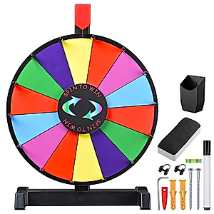 WinSpin 12" Color Prize Wheel Tabletop 14 Slots Heavy Duty Editable Spinning Wheel for Fortune Spinning Game Carnival & Tradeshow, Classic Series