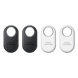SAMSUNG Galaxy SmartTag2, Bluetooth Tracker, Smart Tag GPS Locator Tracking Device, Item Finder for Keys, Wallet, Luggage, Use w/ Phones Tablets Android 11 or Later, 2023, 4 Pack, 2 Black, 2 White