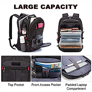 LOVEVOOK Travel Laptop Backpack Waterproof Anti Theft Backpack with Lock and USB Large 17 inch Computer Travel Backpack with 3 Packing Cubes for Men Women(17 inch,Black)