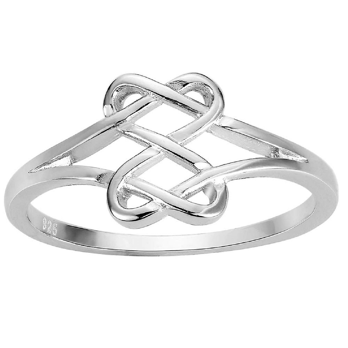 CloseoutWarehouse 925 Sterling Silver Hearts Infinity Fusion Ring (Comes in Colors) (Silver, 8)