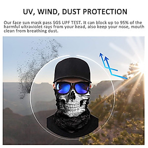 JOEYOUNG Skull Face Mask UV Sun Dust Neck Gaiter Bandana Headwear Motorcycle