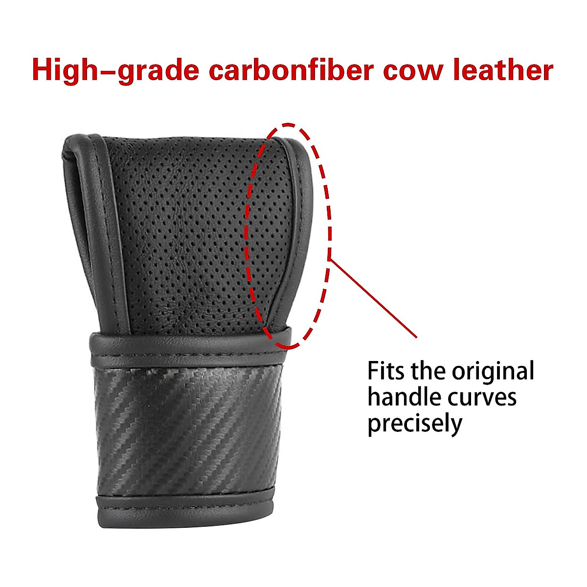 GKmow 1 PC Car Gear Shift Knob Cover, Carbon Fibre Gear Stick Protector, Leather Automobile Interior Accessories with Side Opening Design, Universal for Most Cars, SUVs and Vans (Black)