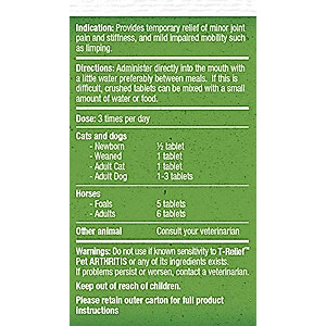 MediNatura T-Relief Pet Arthritis Relief Arnica +12 Powerful Natural Homeopathic Medicines Help Ease Hip & Joint Pain Soreness & Stiffness for Dog & Cat - 90 Tablets (2 Pack)