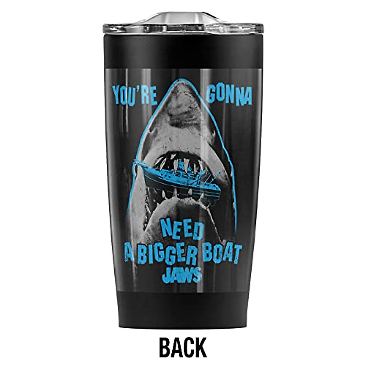 Logovision Jaws Bigger Boat Stainless Steel Tumbler 20 oz Coffee Travel Mug/Cup, Vacuum Insulated & Double Wall with Leakproof Sliding Lid | Great for Hot Drinks and Cold Beverages