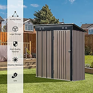 5 x 3 Ft Outdoor Storage Shed with 2 Vents,Galvanized Steel Tool Storage Shed Garden Shed with Door & Lock,Bike Shed,Outdoor Storage Clearance for Backyard, Patio & Lawn