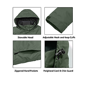 Little Donkey Andy Women's Waterproof Rain Jacket Lightweight Outdoor Windbreaker Rain Coat Shell for Hiking,Travel Military Olive M