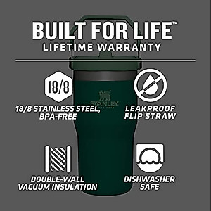 Stanley IceFlow Stainless Steel Tumbler with Straw - Vacuum Insulated Water Bottle for Home, Office or Car - Reusable Cup with Straw Leakproof Flip - Cold for 12 Hours or Iced for 2 Days (Alpine)