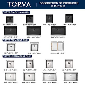 Bar Sink, TORVA 22.5 inch Undermount 16 Gauge Single Bowl Stainless Steel Kitchen Sink, Bar or Prep Sink