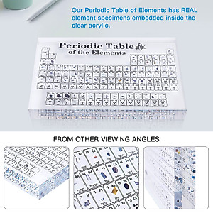 Periodic Table with Real Elements Inside, 6.7" Suitable Size for Reading and Holding, Clear Acrylic Periodic Table with Elements Samples