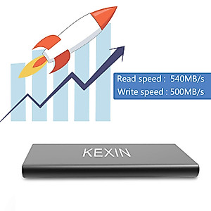 KEXIN 500GB External SSD Read/Write Up to 540MB/s Portable Solid State Drive - USB-C, USB3.1, X1 Pro Black