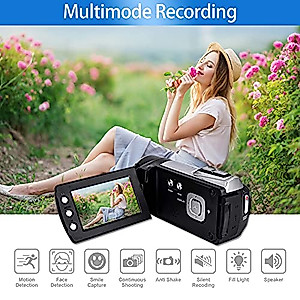 Video Camera for Kids Camcorder Digital YouTube Vlogging Camera Recorder 1080P 30FPS 36MP 2.7 Inch 270 Degree Rotation Screen 8X Digital Zoom Vlog Camera Digital for Kids Teens Beginners Elderly