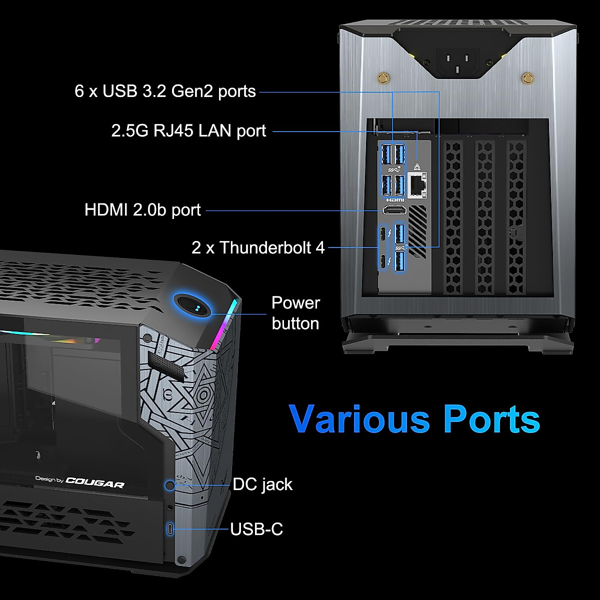 GEEKOM Mini Fun11, 11th Gen Intel Core i9-11900KB Processor, 32GB DDR4, 1TB PCIe4.0 SSD, Windows 11 Pro, Triple Displays, Changeable Graphics Cards