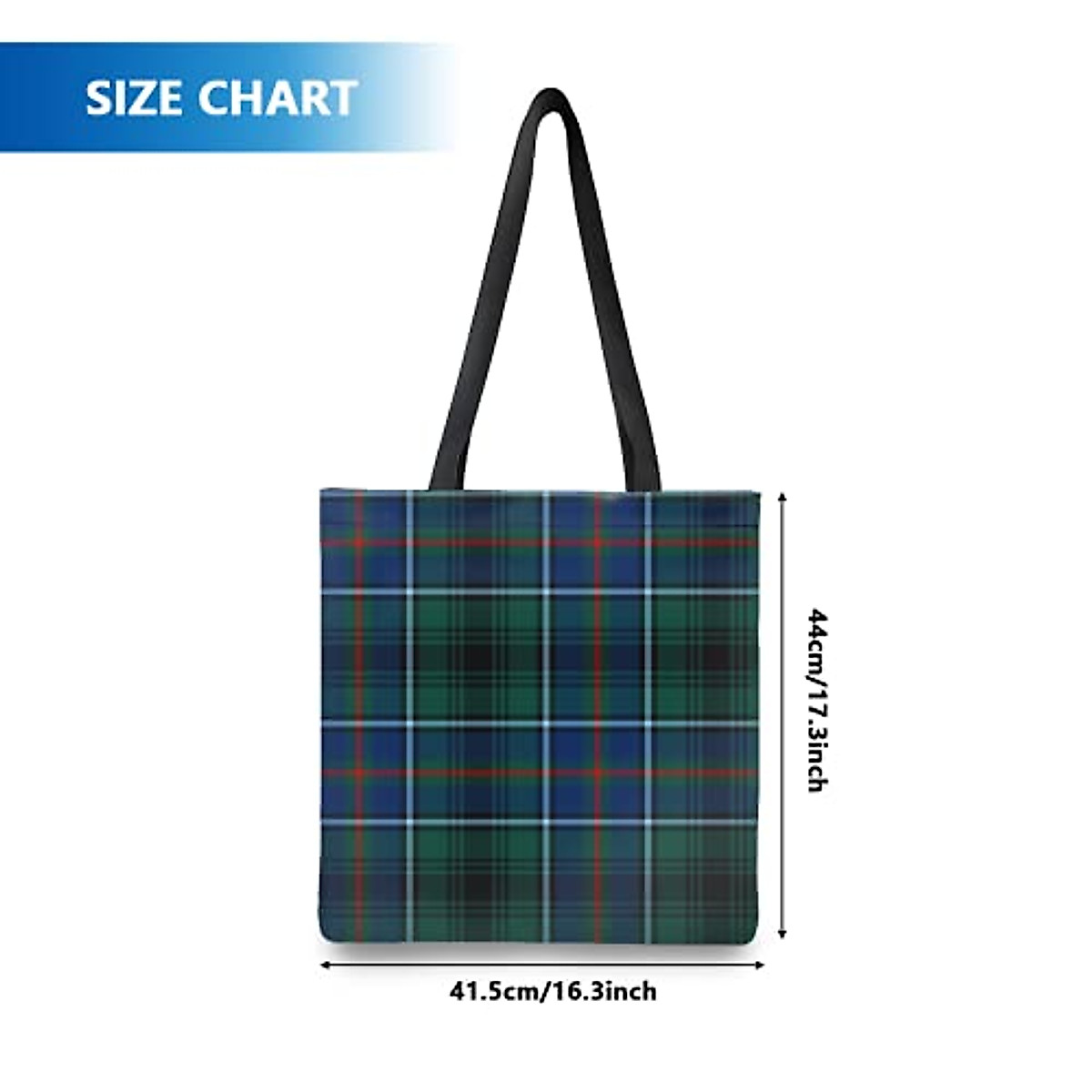 Tote Bag for Women,Innes Clan Dark Blue and Green Hunting Tartan Cute Bags Hand bags for Travel, Work