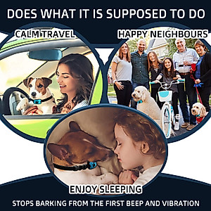 PawPets Anti Bark Collar - No Shock Training Dog Collar - Humane with Vibration and Sound Barking Collar for Small Medium Large Dogs 5-100lbs - 2 Pack Blue Orange (Battery)