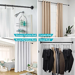 Black 15-25 inch Closet Rod. Adjustable Size. Screw Fixing Connection