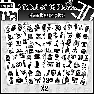 Death to My 20s Party Favors 190PCS+ Temporary Tattoos Rip to My 20s Birthday Party Decorations Supplies, 30th Birthday Black Funeral Party for Women's and Man's Funny Thirtieth Birthday Party