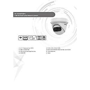 DS-2CD2345G0P-I 4MP Indoor 180° Panoramic Ultra Wide Viewing Angle Fisheye Dome POE IP Security Camera 30ft Night Vision, H.265, WDR, Built-in Micro SD slot (Max 256 GB) Compatible with Hik Vision NVR