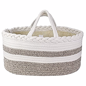 HIYAGON Baby Diaper Caddy Organizer,Nursery Storage Basket for Boys and Girls,Storage Bin for Changing Table & Car Organizer,Newborn Essentials Must Haves, Registry for Baby (Brown)