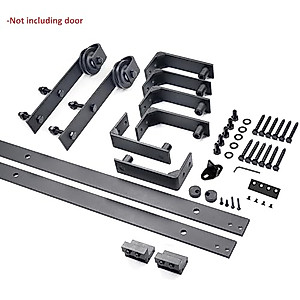 DIYHD Bent Straight Roller Barn Wood Closet Interior Door Sliding Hardware, 8FT Track Kit, Ceiling Mount kit