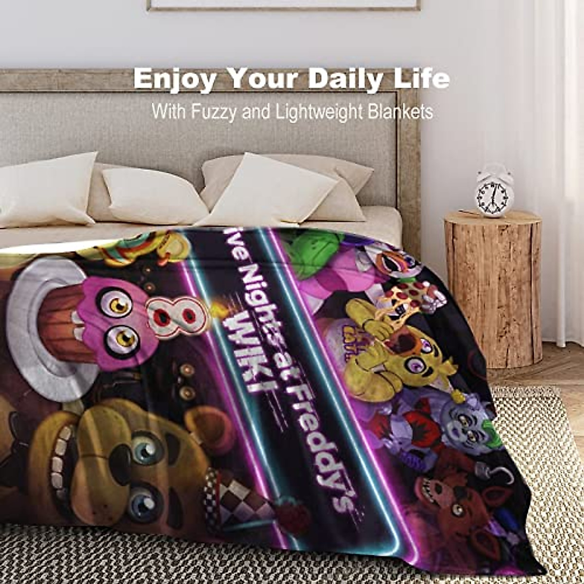 GIMCJOK Custom Five Horror Nights Video at Game Freddy's Throw Blanket, Flannel Fleece Halloween Blankets and Throws for All Seasons, Anti-Static Air Conditioned Blanket 40"x50"