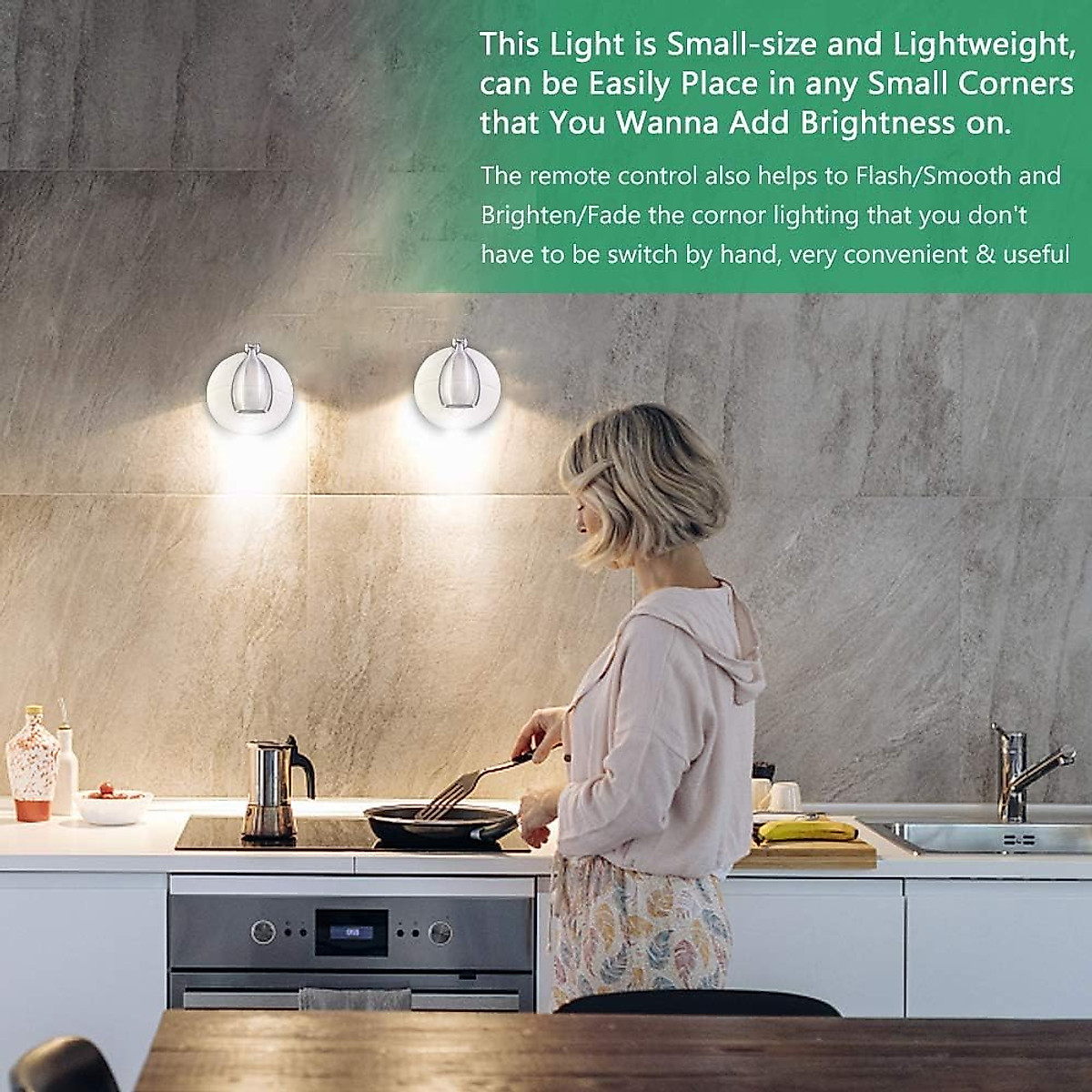 KINDEEP RGB Wireless LED Spotlight, Battery Operated Accent Lights, Indoor Mini Puck Light, Dimmable Uplight with Remote, 4000K Warm White, Stick on Wall Light with Rotatable Head, Silver, 2 Pack