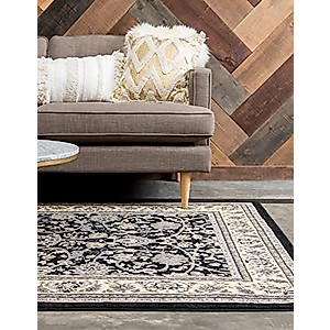 Rugs.com Yasmin Collection Rug – 9' x 12' Black Medium Rug Perfect for Living Rooms, Large Dining Rooms, Open Floorplans