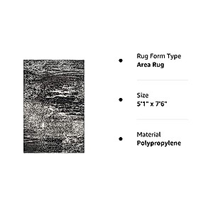 SAFAVIEH Adirondack Collection Area Rug - 5'1" x 7'6", Silver & Black, Modern Abstract Design, Non-Shedding & Easy Care, Ideal for High Traffic Areas in Living Room, Bedroom (ADR112A)