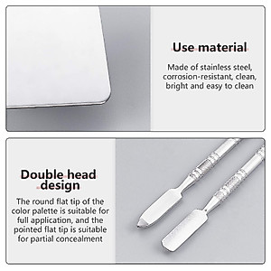 OLYCRAFT 6PCS Stainless Steel Makeup Palette Mini Ring Palette with Spatula Tool Makeup Palette Tools for Nail DIY Art Design Paint Color- 1.7 x 1.3 Inch