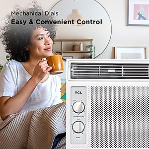 TCL H5W33M 5,000 Mechanical Controls 5000 BTU Window Air Conditioner,150 Sq. Ft, Easy-to-Use, Reusable Filter, Compact Design, White