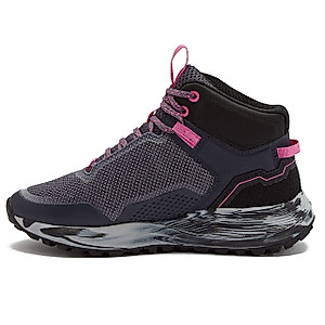 Avia Grit Sport Women’s Hiking Boots, Mid Top Ankle Trail Shoes for All Weather - Dark Grey/Dark Pink/Medium Grey, 7 Medium