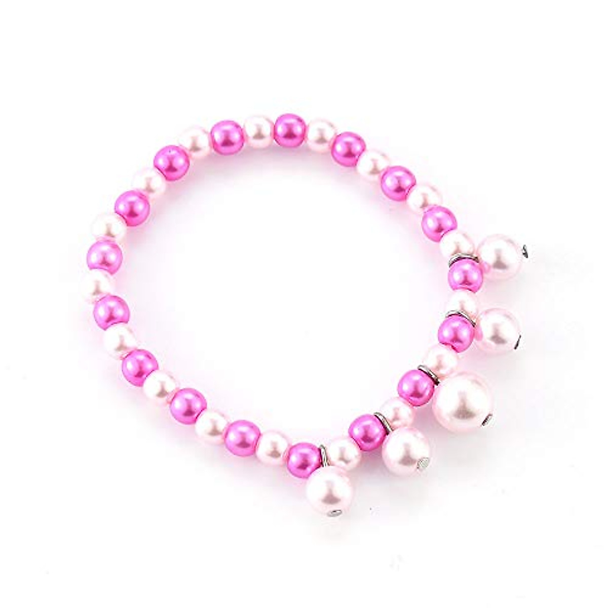 HANRESHE Charm Bracelet New Ladybug Bracelet Gift Pink Rose Red Imitation Pearl Bracelet Cosplay Girls Ladybug Party Kids Jewelry Elastic Adjustable Bracelet Costume Decoration for Kids