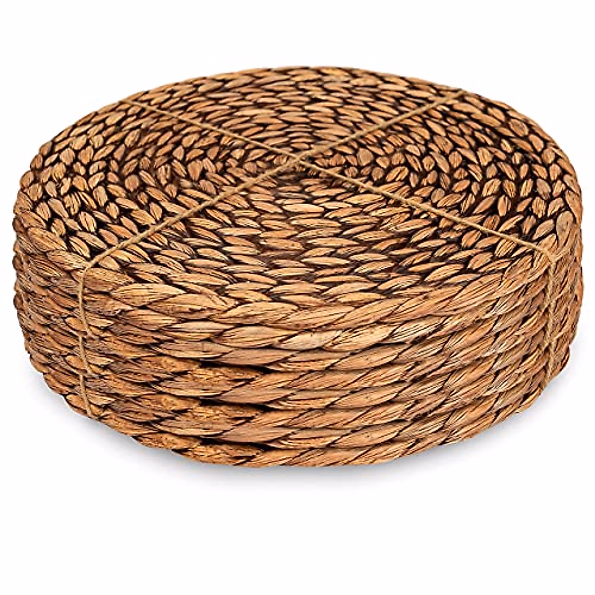 CENBOSS Round Woven Placemats (Brown Wash, 13.5" Set of 8)