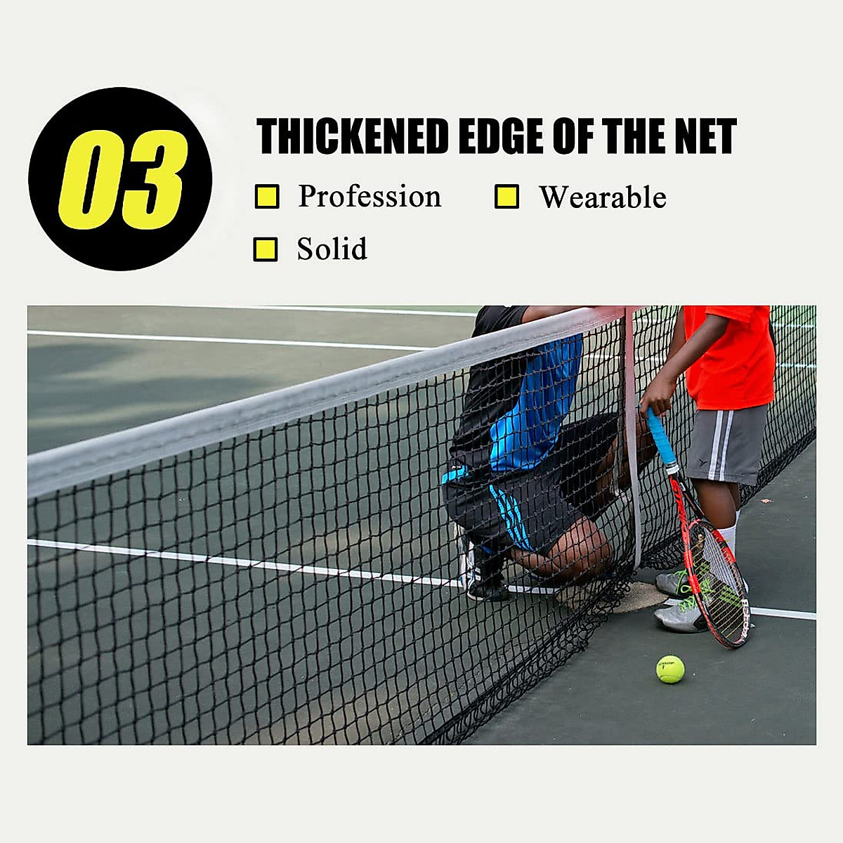 ProGoal Tennis Net 42FT Professional Heavy Duty Nylon Net, Compatible with All Standard Tennis Posts, IncludedIndoor Outdoor Court (Single-Layer Tennis net)