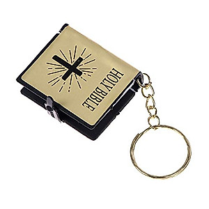RAYNAG 4 Pack Cute Little Bibles Keychain Miniature Real Bible Keyrings Pendant, HOLY Bible with Christian Jesus Cross