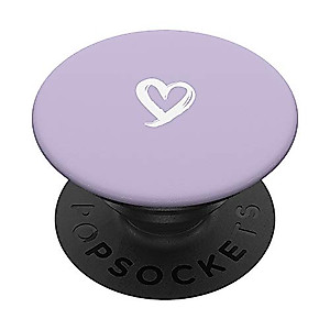 White Minimalist Heart Light Pastel Purple PopSockets Swappable PopGrip
