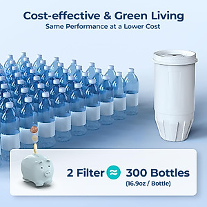 2-Pack ZR-017 Water Filter Replacement for Water Pitcher and Dispenser, 6-Stage Filter Replacement 0 TDS for Improved Tap Water Taste, Certified to Reduce Chlorine and Odor