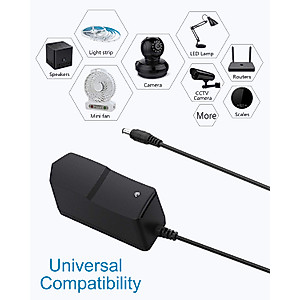 ALITOVE DC 12V 1A Power Supply 1000mA 12W AC/DC Adapter, 100~240V AC to DC 12 Volt 1 Amp 0.6A Converter with 5.5 x 2.5mm 2.1mm Plug for LED Strip Light CCTV Security Camera DVR NVR Surveillance System