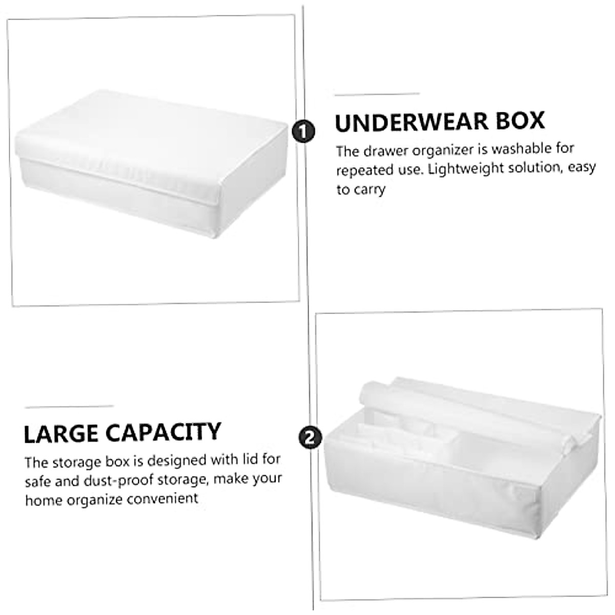 Outanaya Underwear Storage Box Vanity Drawer Container with Lid Necktie Organizer Containers with Lids Socks Bra Organizer Drawer Underwear Box with Lid Underwear Storage Organizer White