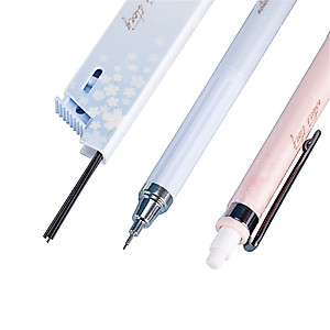 6 Pcs Mechanical Pencils, 0.5mm Kawaii Pencils Cute Pens Aesthetic with Lead Refills Cherry Blossom Kawaii Automatic Pens for School Office Writing Draft Drawing