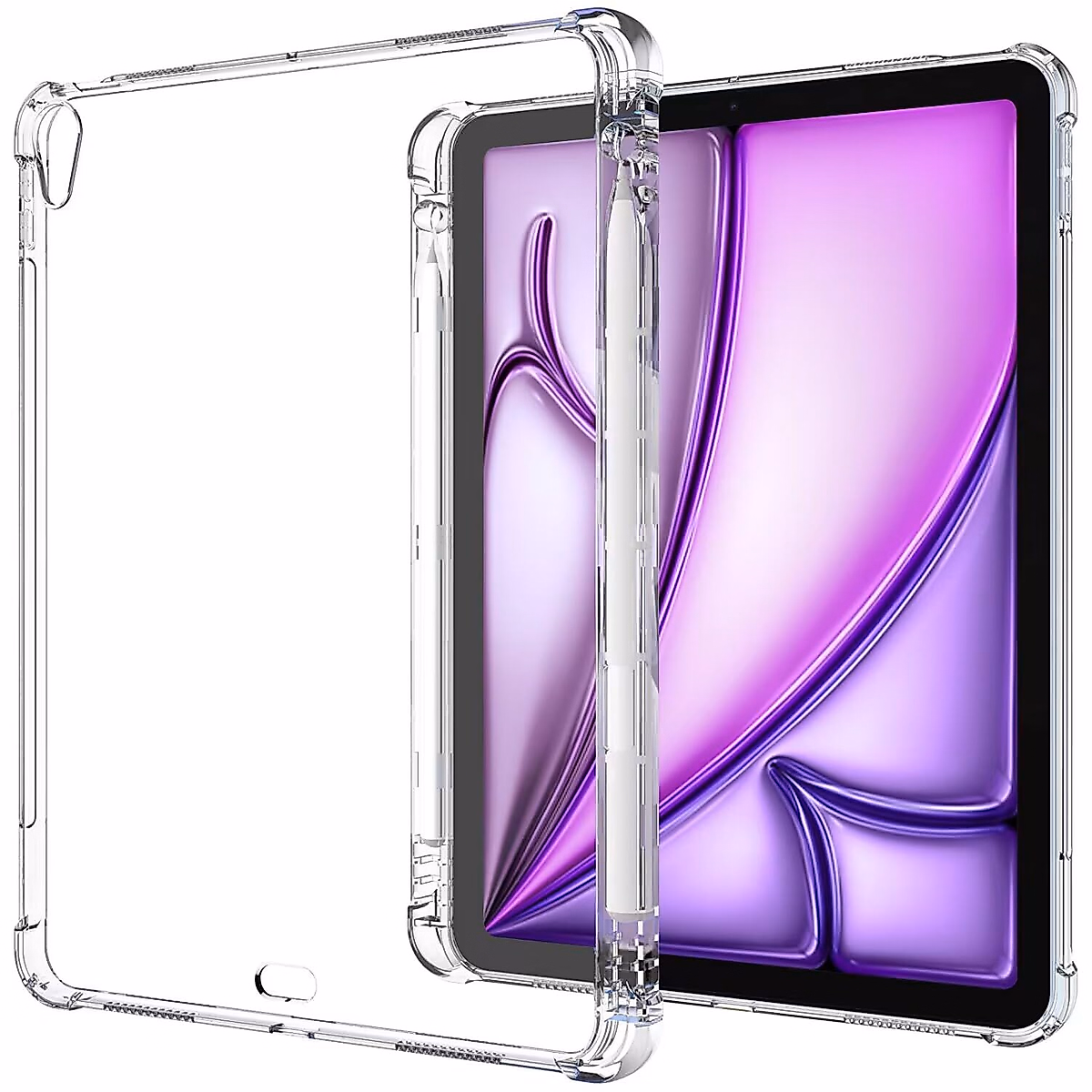 Clear TPU Case for iPad Air 11 inch 2024/ Air 5th/ 4th with Pencil Holder Shockproof, XUYICC Transparent Silicone Rubber Back Cover for iPad Air 11” 2024/Air 5th Gen 10.9" 2022 / Air 4th Gen 2020